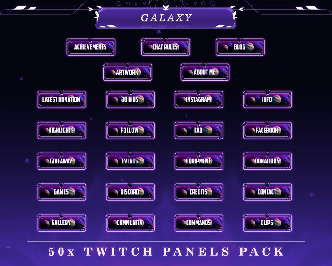 Galaxy Twitch Panels | Stream Overlays | Cosmic Theme Graphics ...