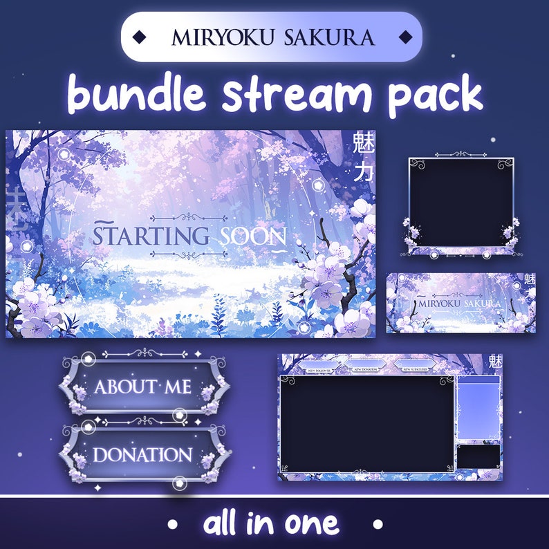 Animated Stream Overlay Pack Ultimate Miryoku Sakura for Twitch ...