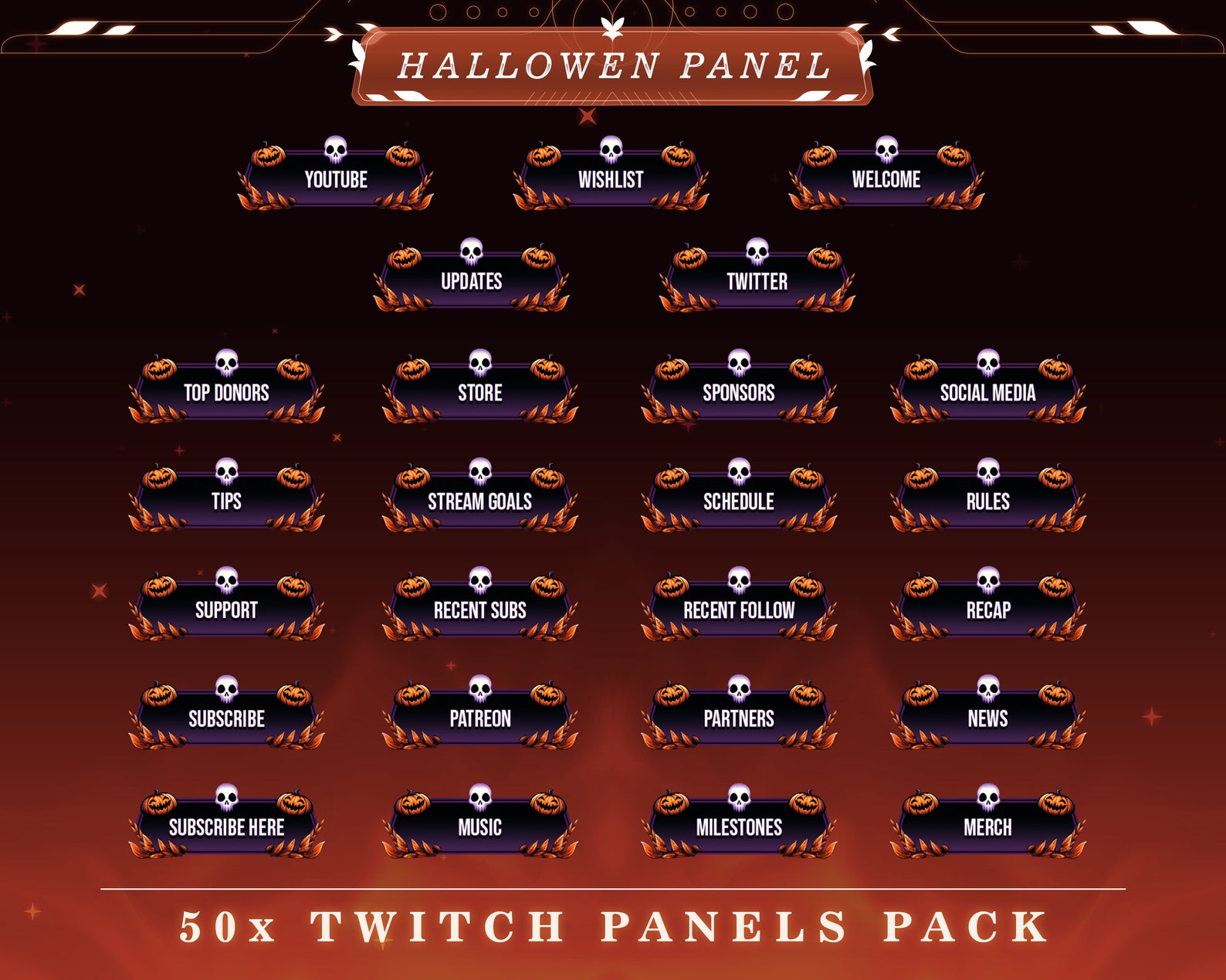 Spooky Halloween Twitch Panels: Haunted Stream Overlays (PNG) - Etsy