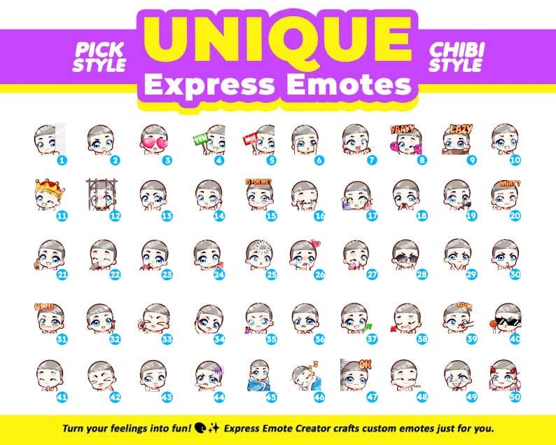Chibi Style Vtuber Emotes | Adorably Cute Expressions for Your Virtual ...