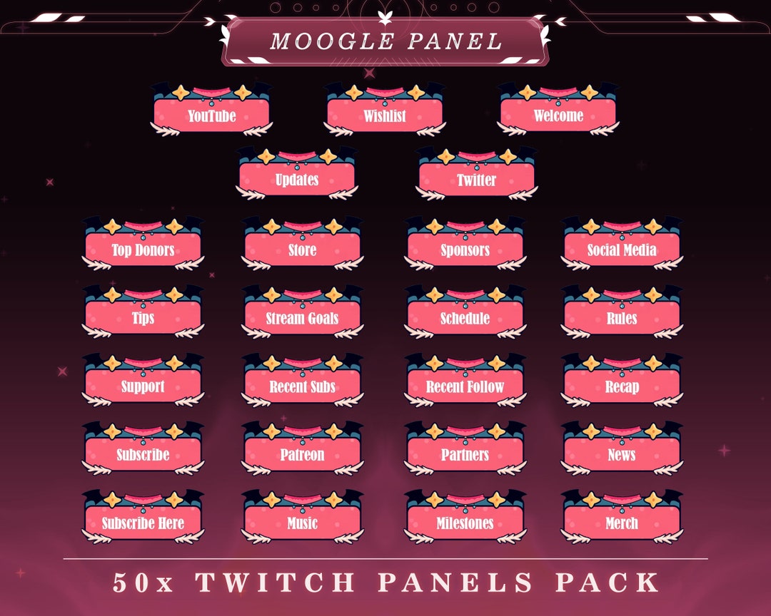 Moogle Twitch Panels | Stream Overlays | Cute Fantasy Theme Graphics | Overlay Panels | Kupo ...