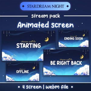Animated Stream Overlay Pack Stardream Night Celestial-themed Graphics ...