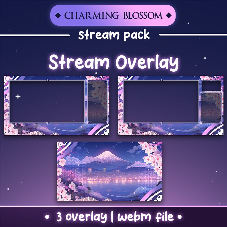 Charming Blossom Animated Stream Overlay Pack for Twitch, Youtube, Kick ...