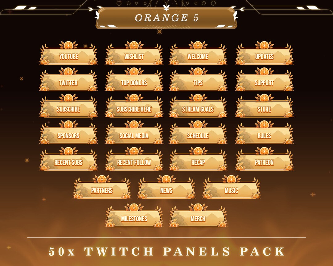 Sunny Citrus Twitch Panels | Stream Overlays | Bright Theme Graphics | Overlay Panels | Pro ...