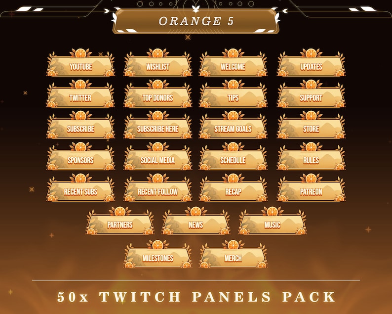 Sunny Citrus Twitch Panels Stream Overlays Bright Theme Graphics ...