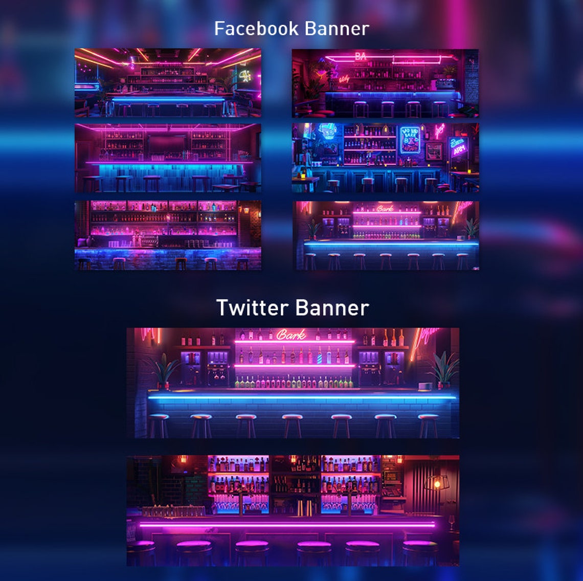 Neon Nights - Striking Banner Pack for Standout Online Visuals - Etsy