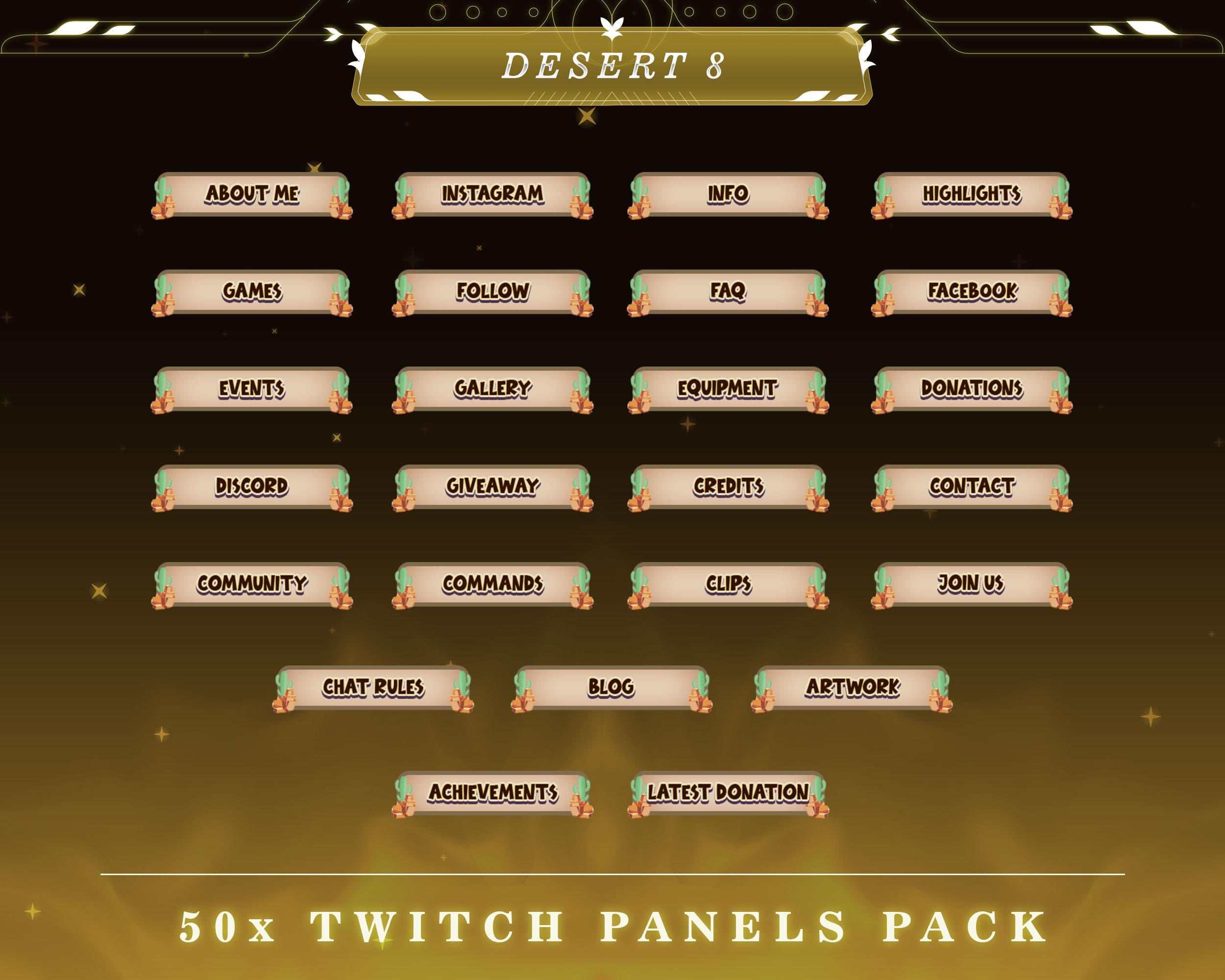 Cactus Twitch Panels Stream Overlays Desert Theme Graphics Overlay ...
