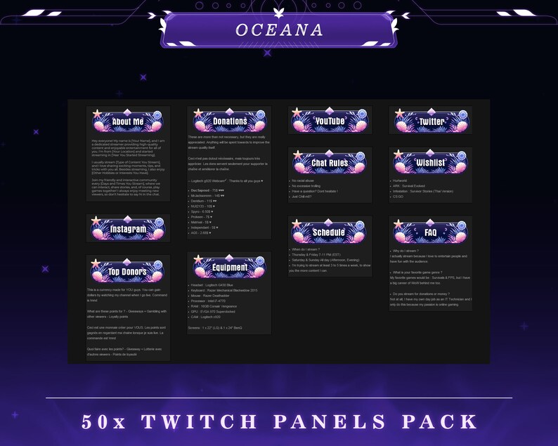 Ocean Twitch Panels Stream Overlays Ocean Theme Graphics Overlay Panels ...