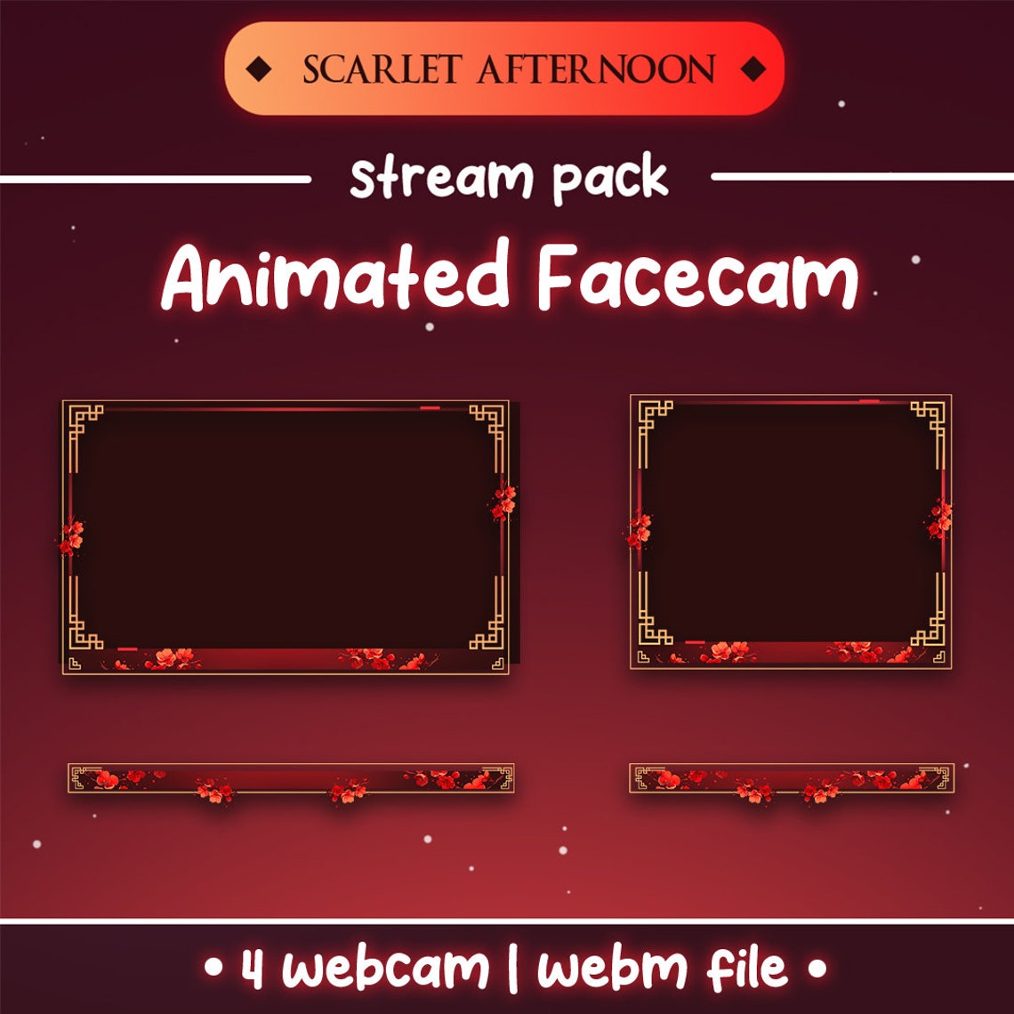 Scarlet Afternoon Animated Stream Overlay Pack: Twitch, Youtube, Kick ...