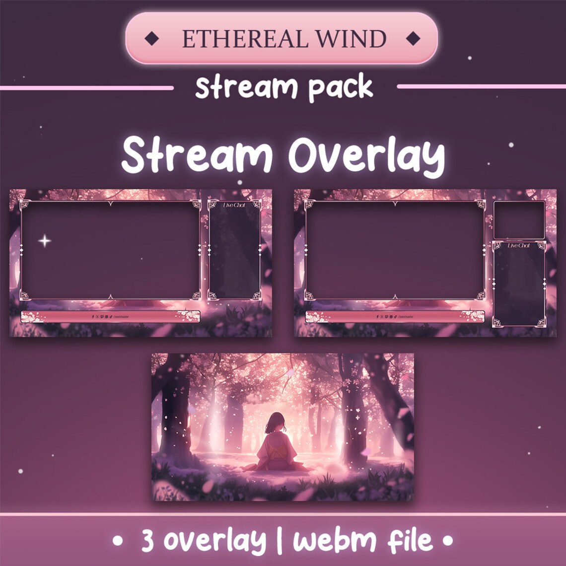 Ethereal Bloom Animated Stream Overlay Pack: Floral Twitch/youtube ...