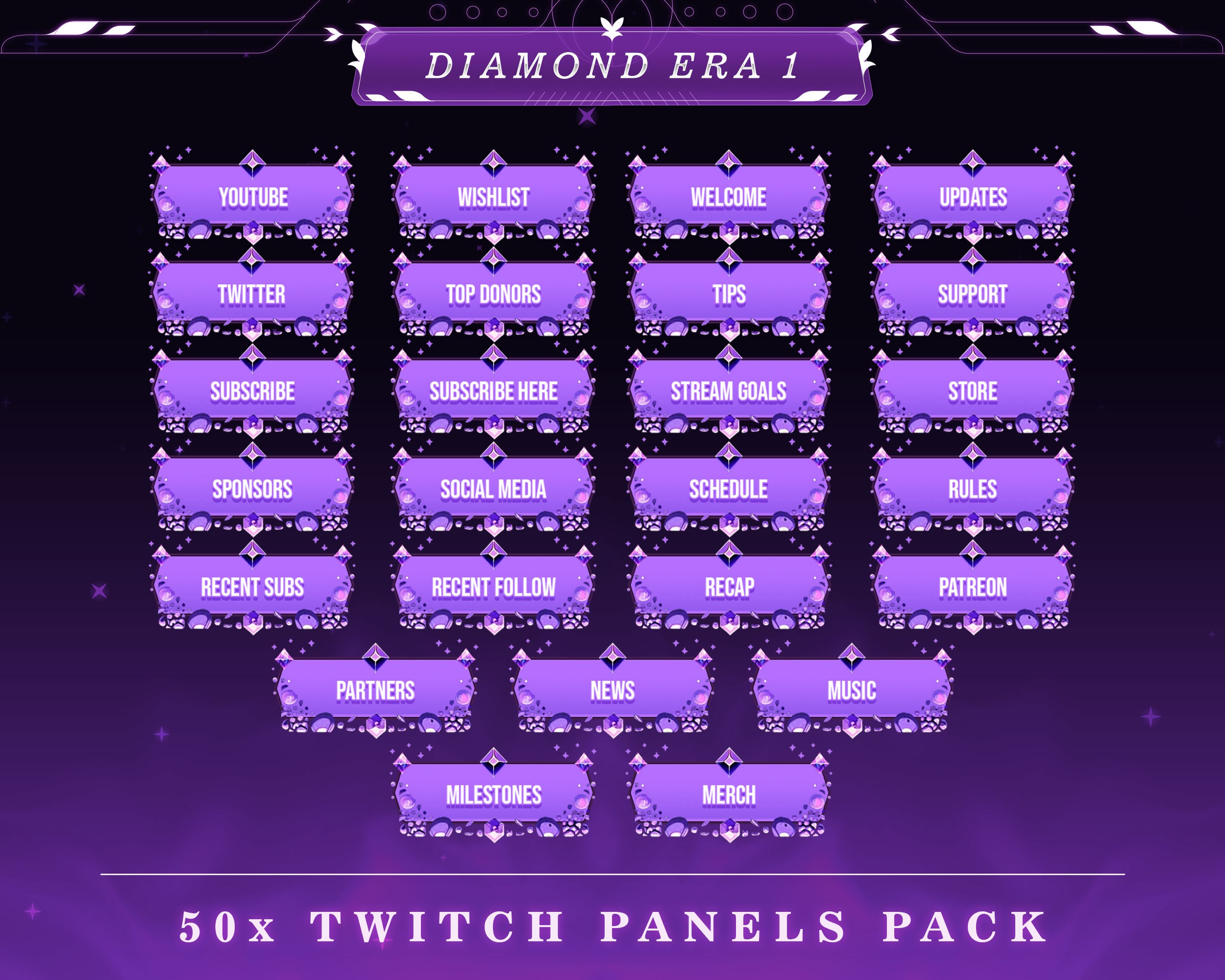 Diamond Twitch Panels: Luxurious Stream Overlay Graphics (50+ PNG) - Etsy