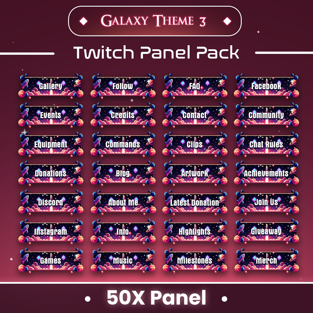 Galaxy Animated Twitch Panels | Cosmic Stream Overlays | Space Theme ...