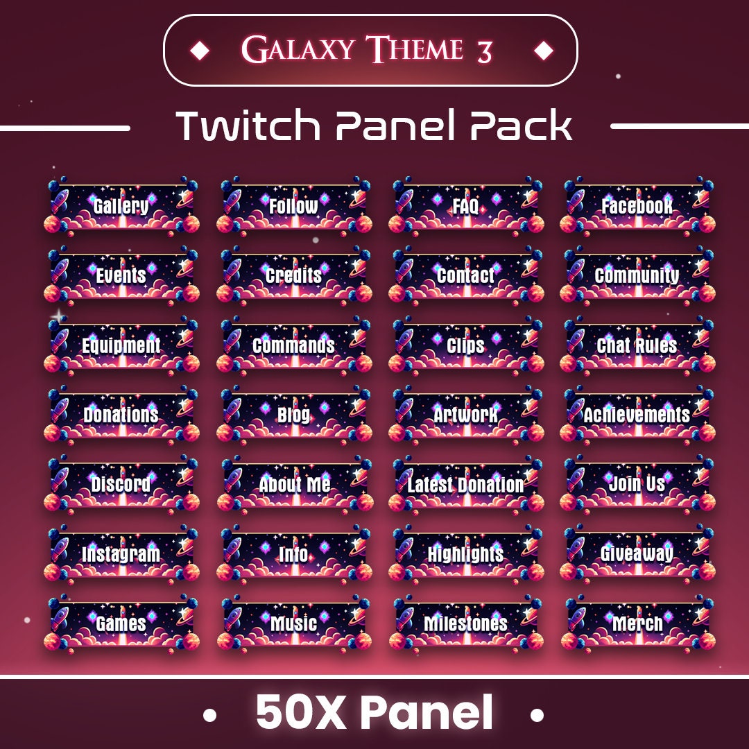 Galaxy Animated Twitch Panels Cosmic Stream Overlays Space Theme ...