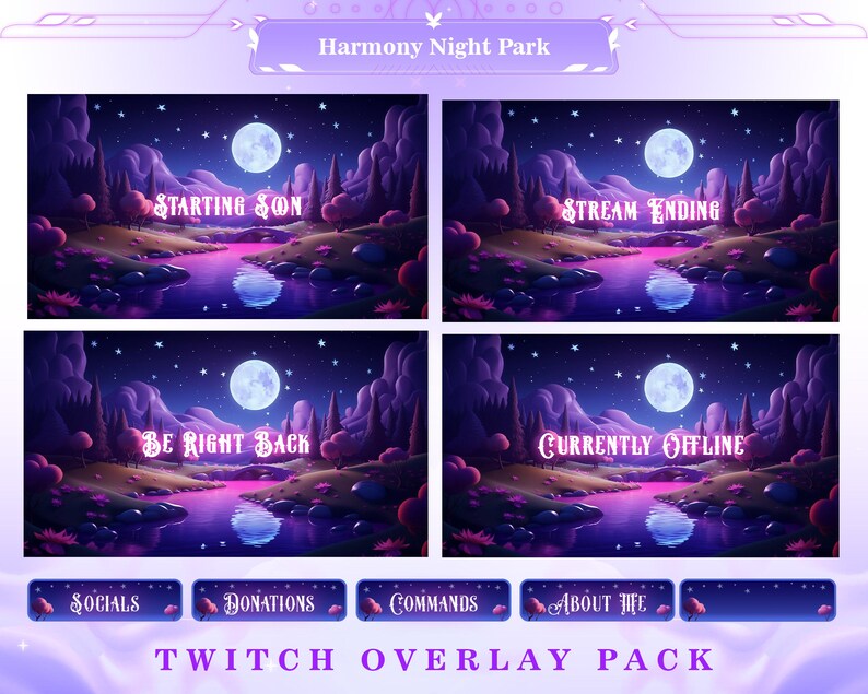 Night Brightness Twitch Overlay Pack: Animated Streaming Graphics - Etsy