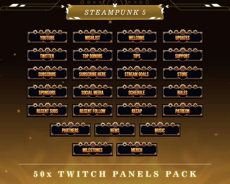 Steampunk Odyssey Twitch Panels Stream Overlays Industrial Revolution ...