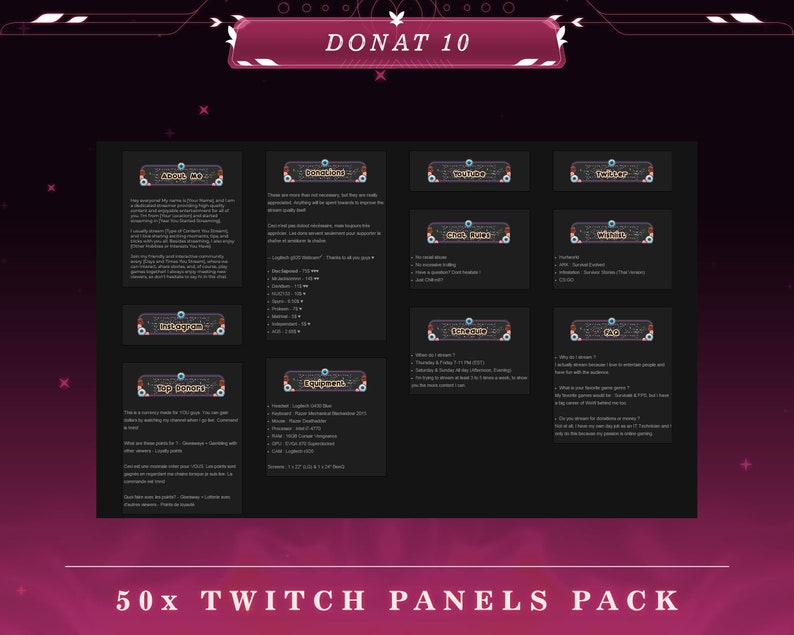 Donut Paradise Twitch Panels Stream Overlays Vibrant Donut Graphics ...