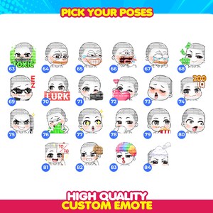 Elegant Chibi Twitch Emotes Personalized & Fun Emotes Upgrade Your ...