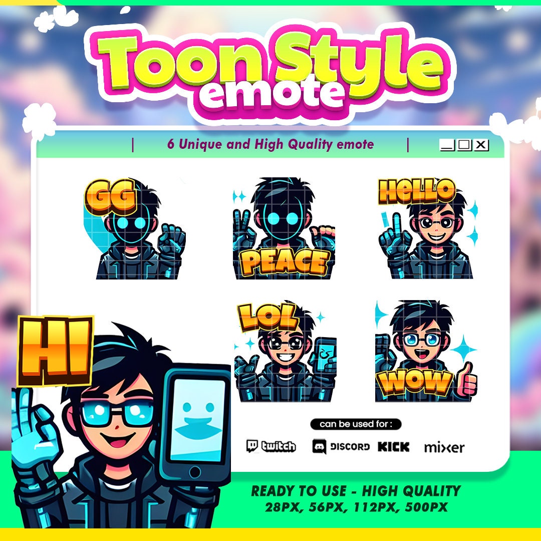 Twitch Emote Mecha Boy Cartoon Set for Futuristic and Action-packed ...