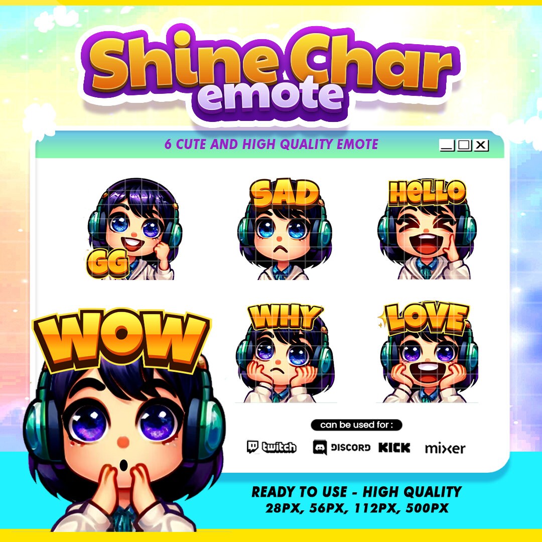 Twitch Emote Emo Girl Realistic Pack With Edgy and Expressive Character ...