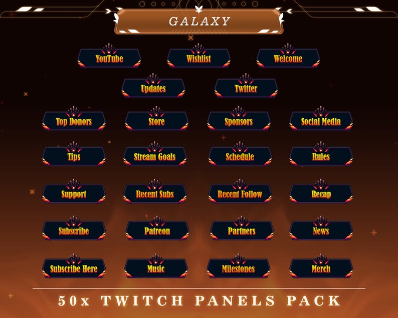 Gaming Twitch Panels: Galaxy Streamer Graphics (PNG) - Etsy