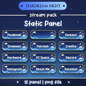 Animated Stream Overlay Pack Stardream Night Celestial-themed Graphics ...
