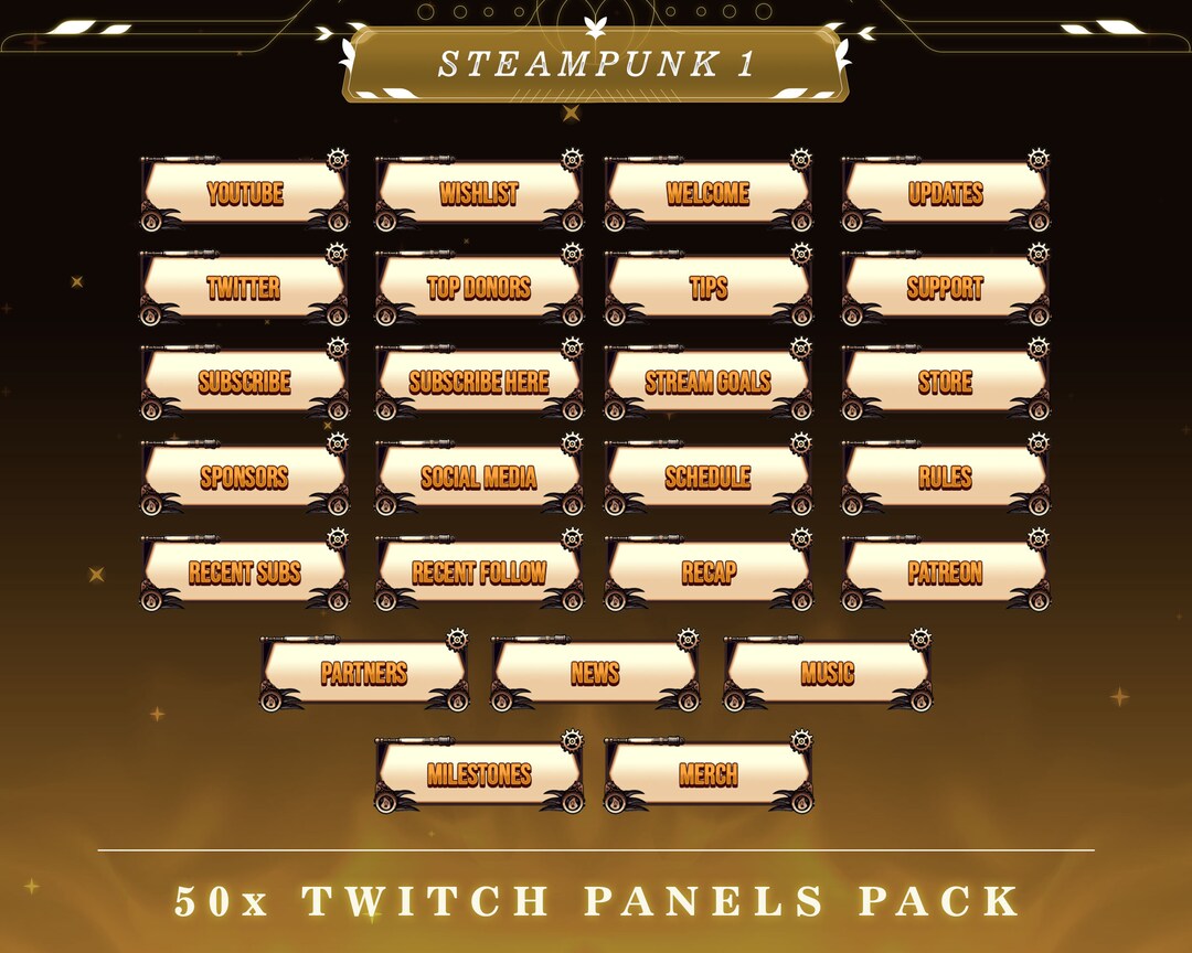Steampunk Twitch Panels: Vintage Stream Overlay Graphics - Etsy