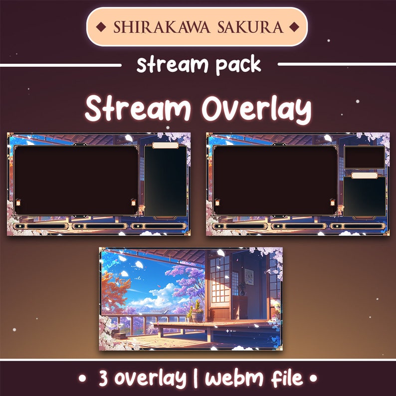 Animated Stream Overlay Pack Shirakawa Sakura Serene Cherry Blossom ...