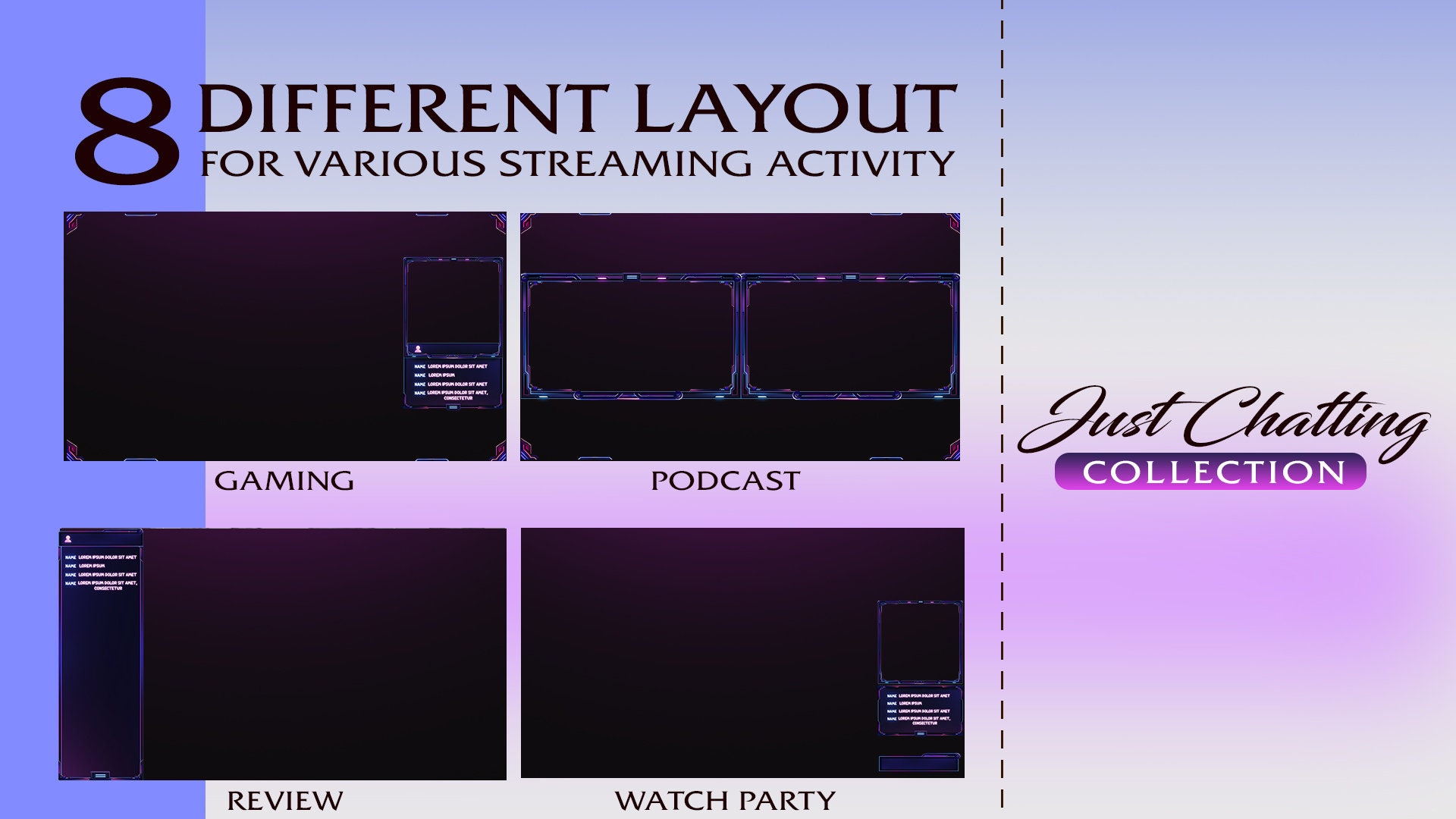 Animated Just Chatting Sabertrone Screen Overlay Pack: Futuristic ...