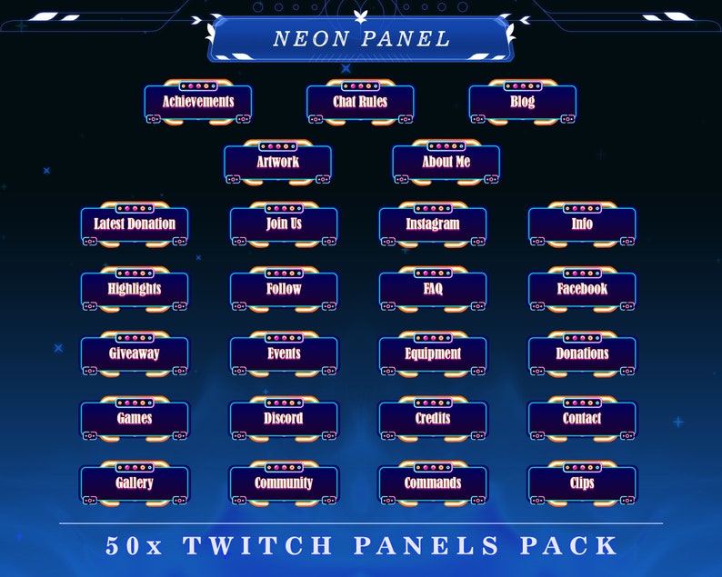 Neon Flux Twitch Panels: Dynamic Stream Overlays (PNG) - Etsy