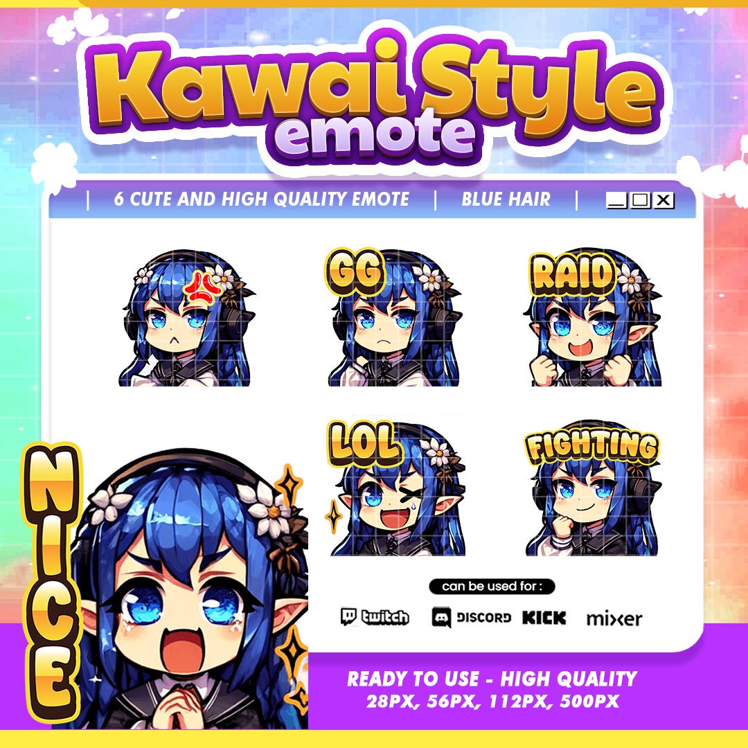 Twitch Emote Kawaii Chibi Daisy Girl Pack for Floral and Cheerful ...