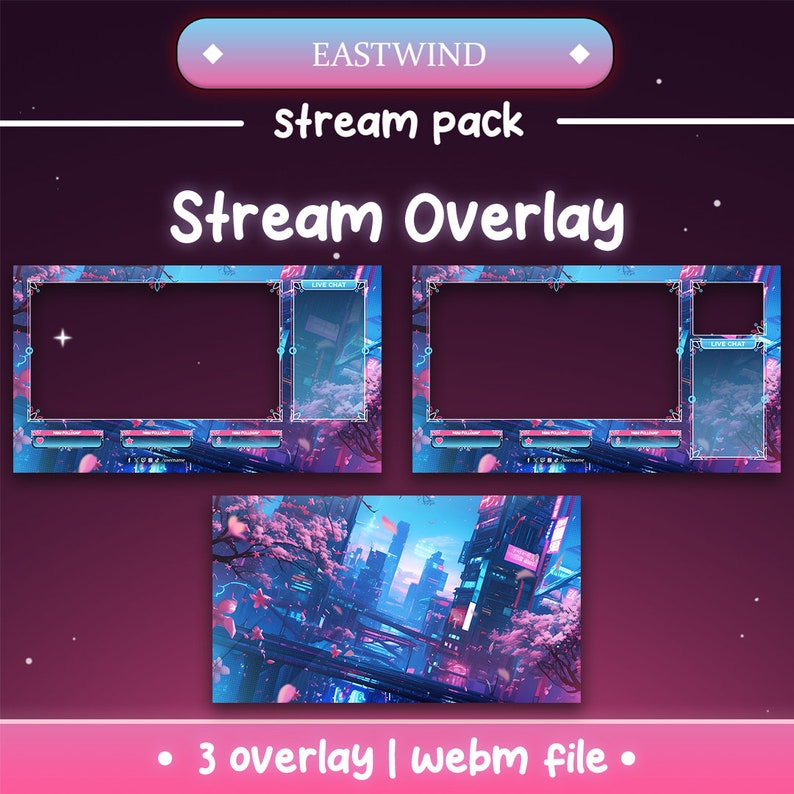 Eastwind Animated Stream Overlay Pack: Twitch, Youtube, Kick - Etsy