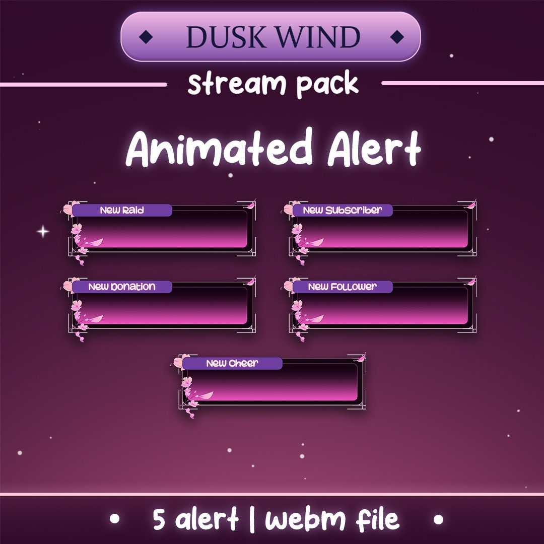 Dusk Wind Animated Stream Overlay Pack: Twitch, Youtube, Kick - Etsy