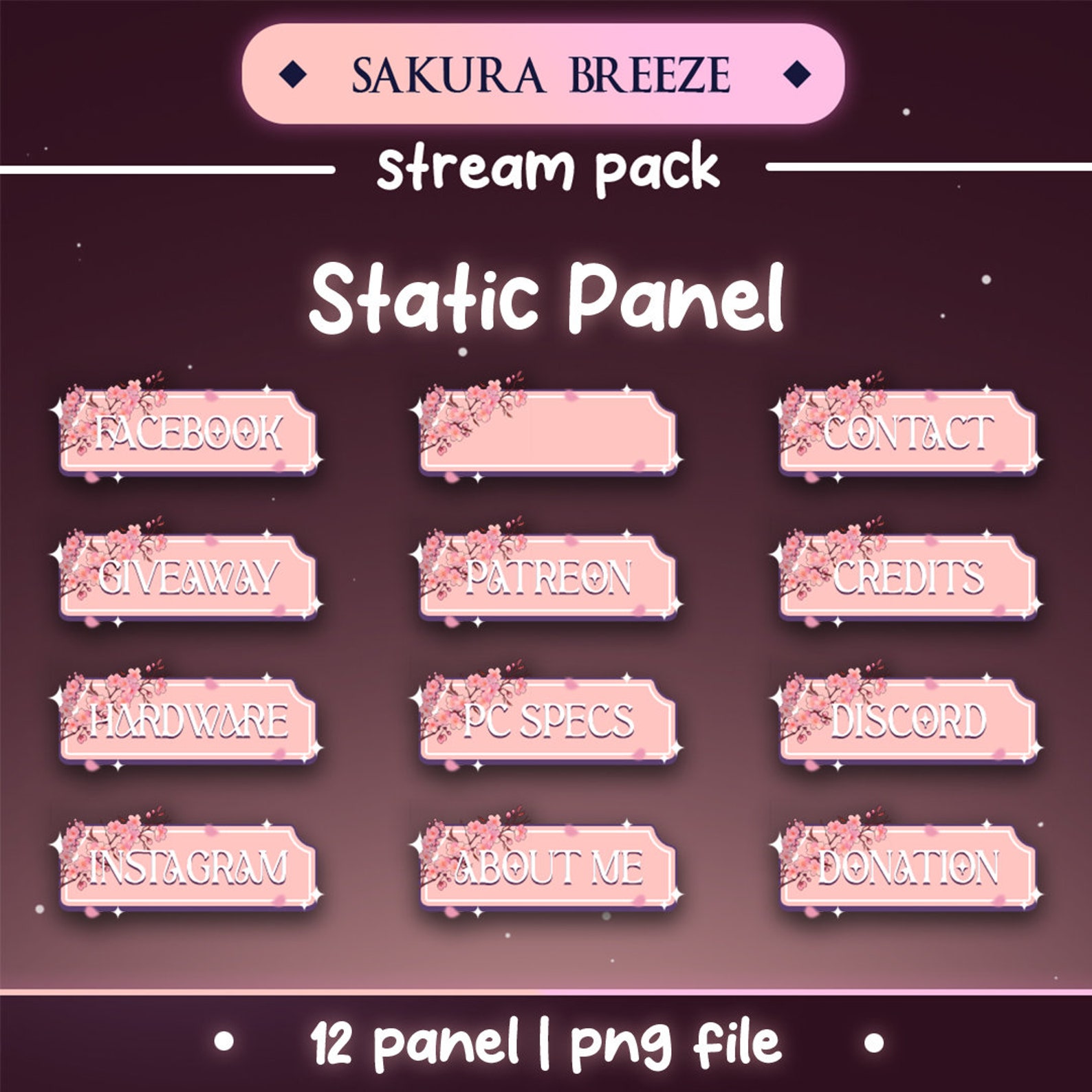 Sakura Breeze Animated Stream Overlay Pack: Twitch, Youtube, Kick ...