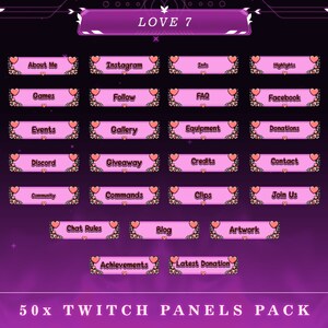 Love Harmony Twitch Panels: Stream Overlay Graphics (50+ PNG) - Etsy