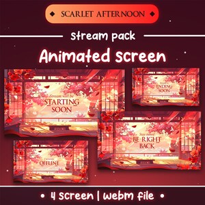 Animated Stream Overlay Pack Scarlet Afternoon for Vibrant and Elegant ...