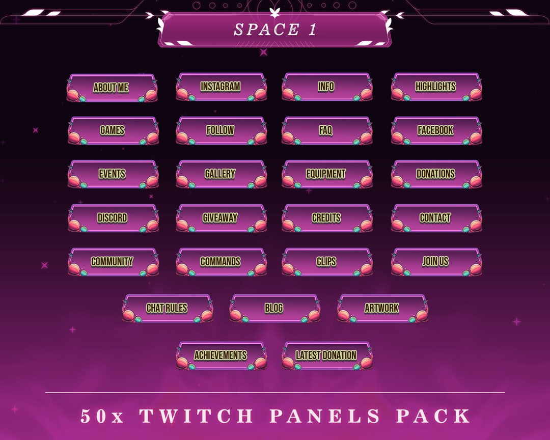 Galactic Twitch Panels: Space Theme Stream Overlays (digital Panels) - Etsy