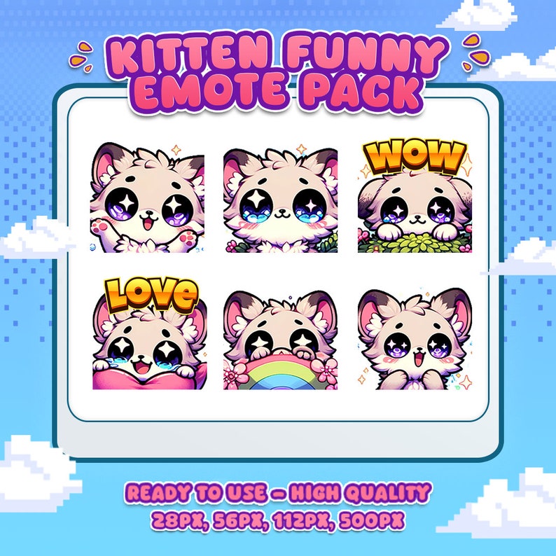 Twitch Emote Kitten Kawaii Chibi Pack for Cute Cat Themed Streamers - Etsy