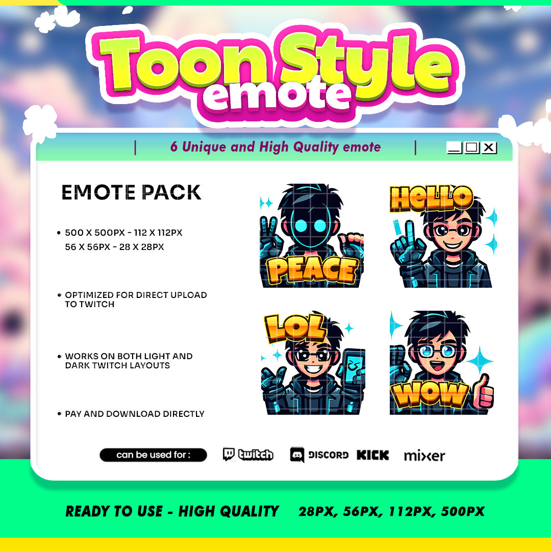 Twitch Emote Mecha Boy Cartoon Set for Futuristic and Action-packed ...