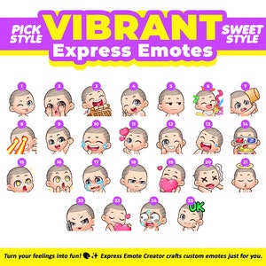 Sweet Vtuber Emotes Charming & Playful Emoticon Set for Virtual ...