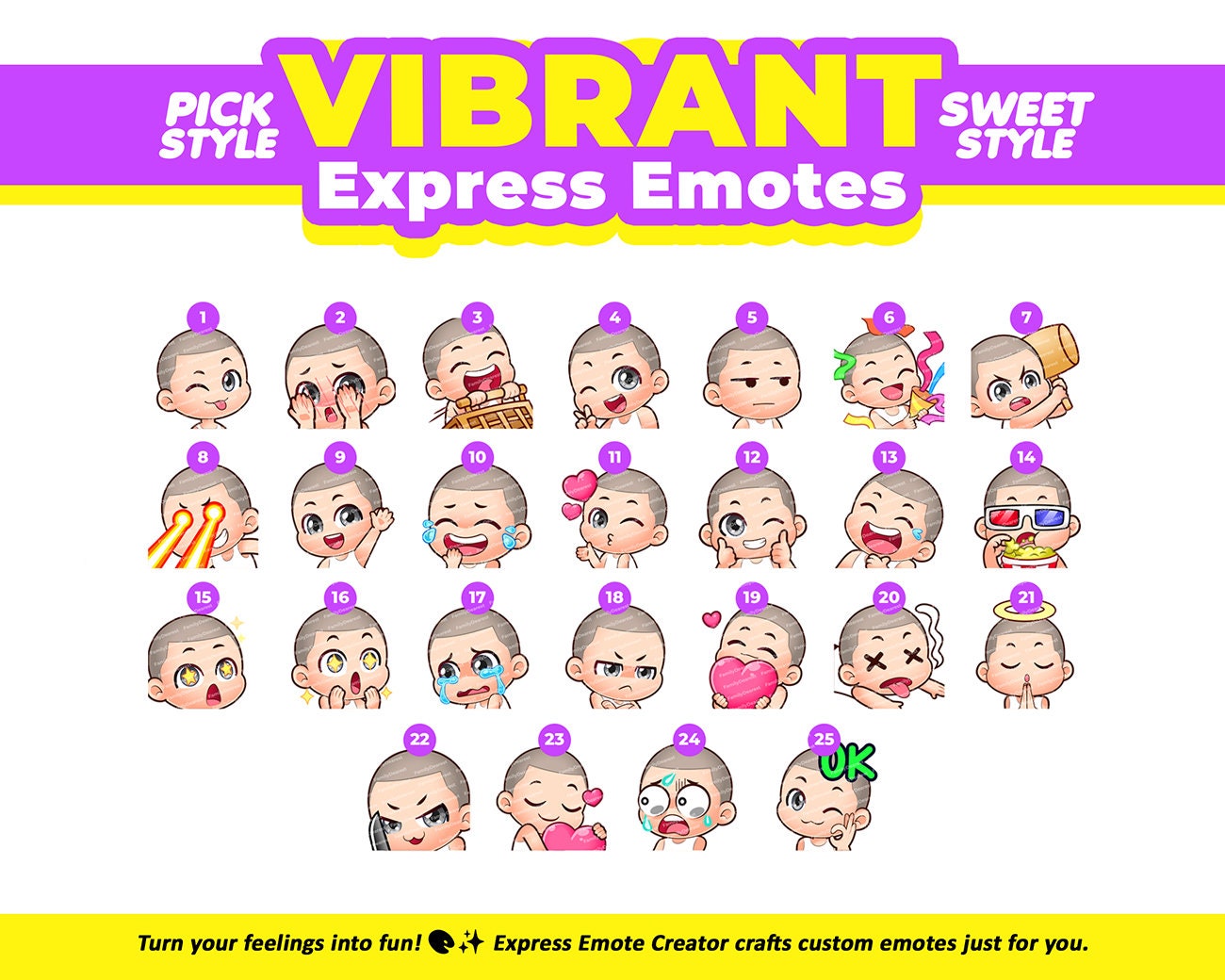 Sweet Vtuber Emotes Charming & Playful Emoticon Set for Virtual ...
