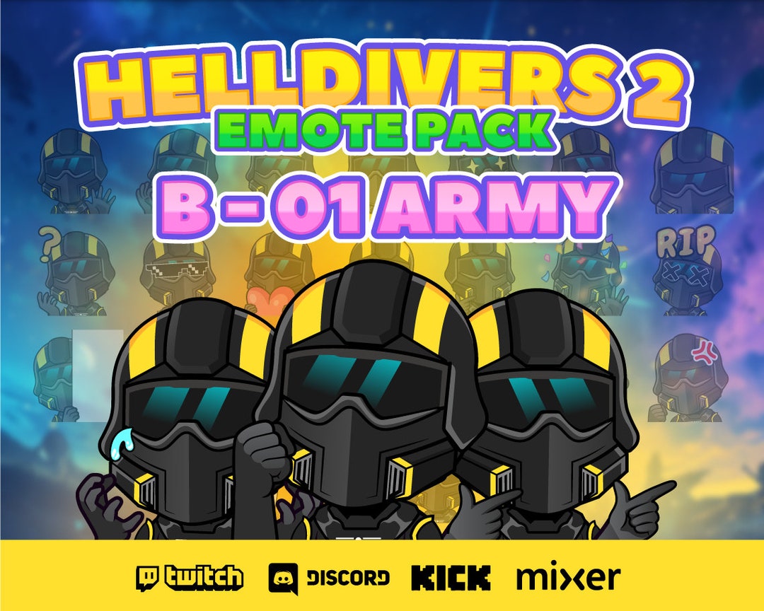 Twitch Emote Pack Battle Ready Helldivers 2 B-01 Army for Streamers - Etsy