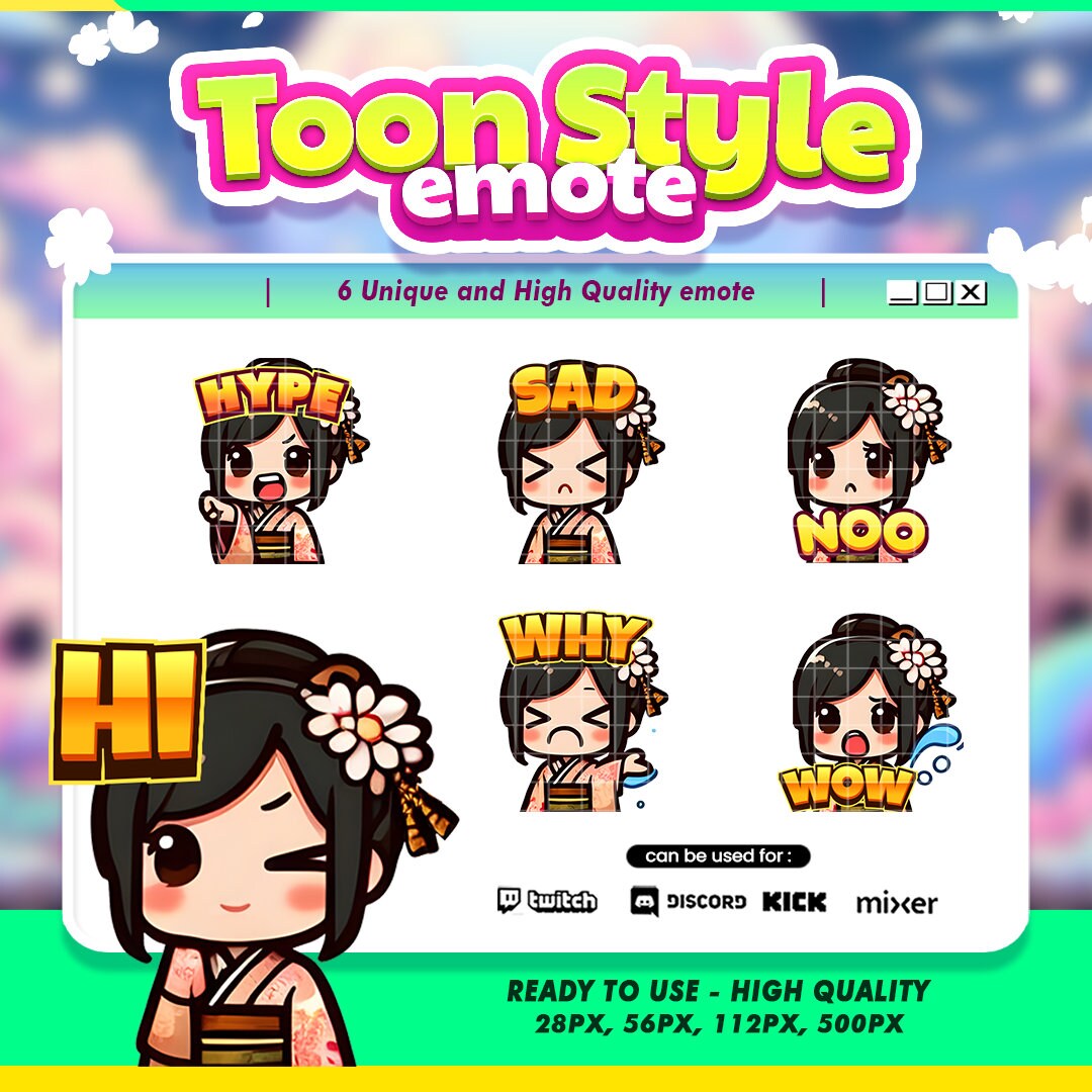Twitch Emote Cartoon Pack Japan Cute Collection for Streamer Community ...