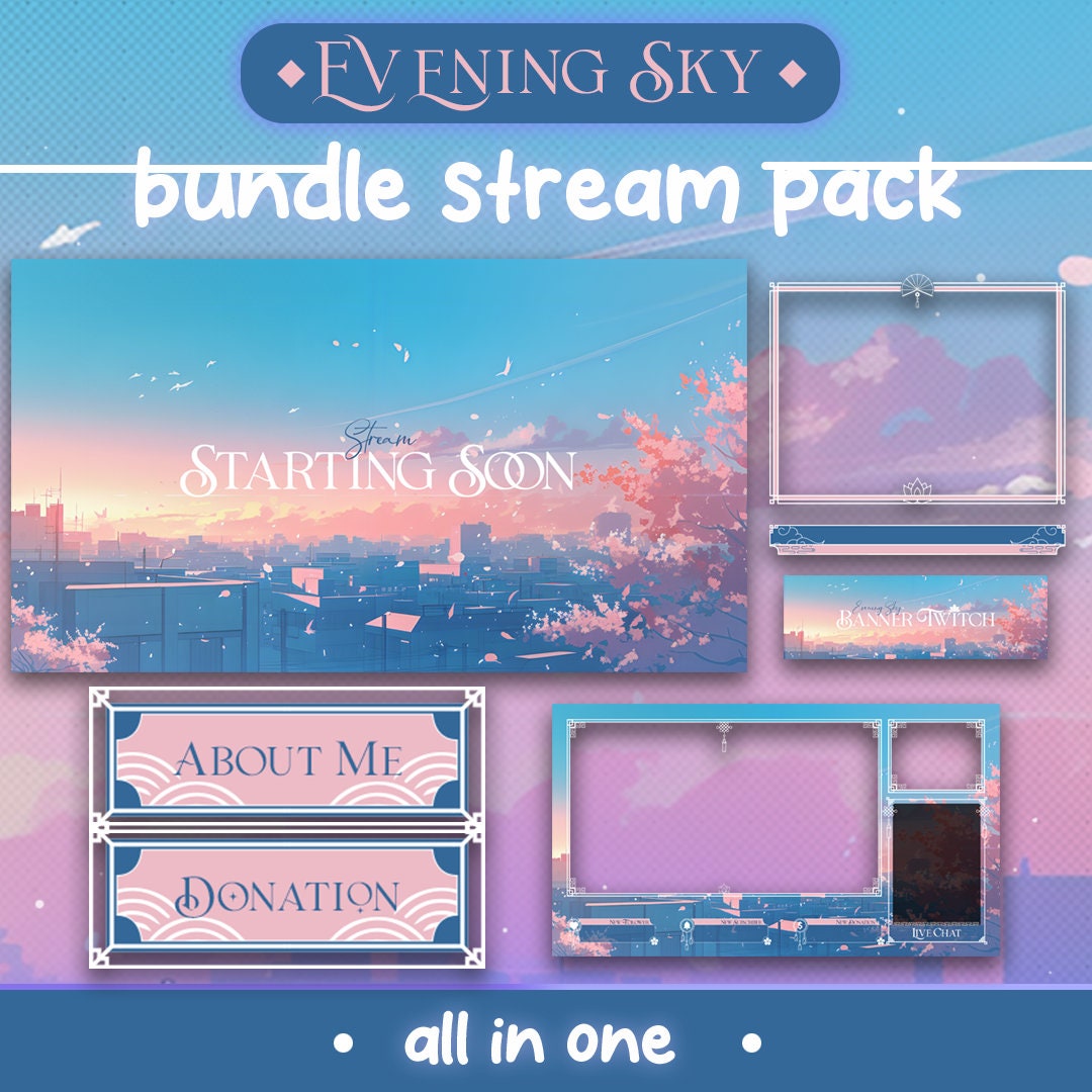 Animated Stream Overlay Pack Evening Sky for Beautiful Streaming ...