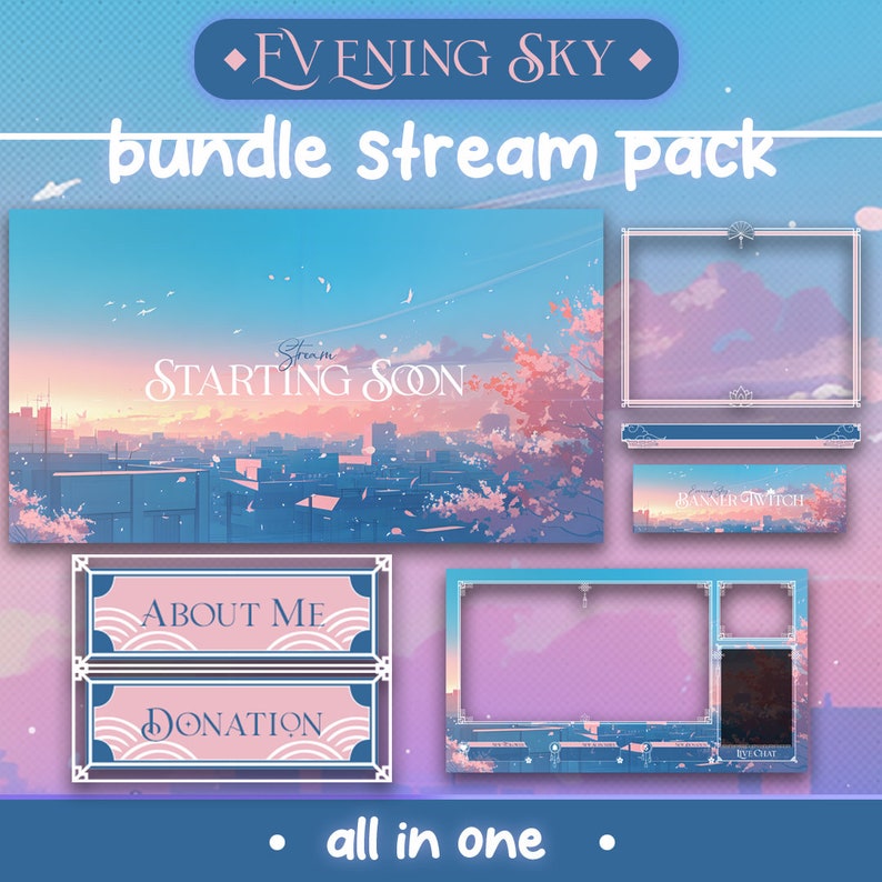 Animated Stream Overlay Pack Evening Sky for Beautiful Streaming ...