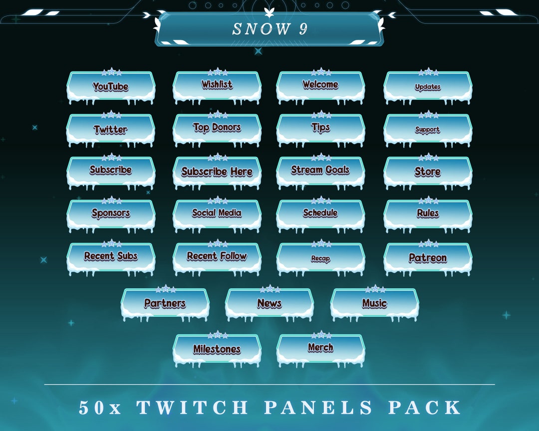 Ice Crystal Twitch Panels: Frozen Stream Overlay Graphics - Etsy