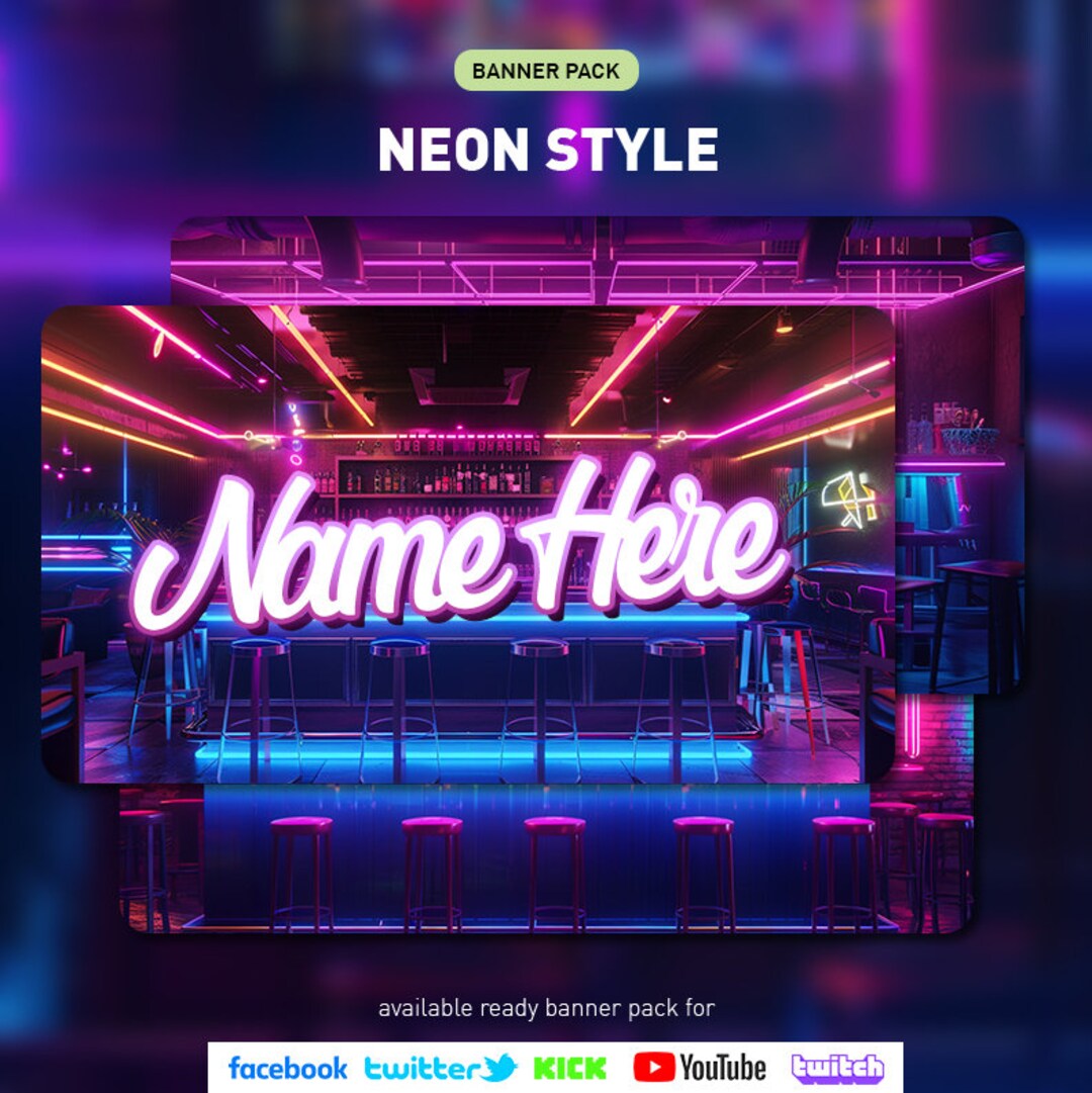 Neon Nights - Striking Banner Pack for Standout Online Visuals - Etsy