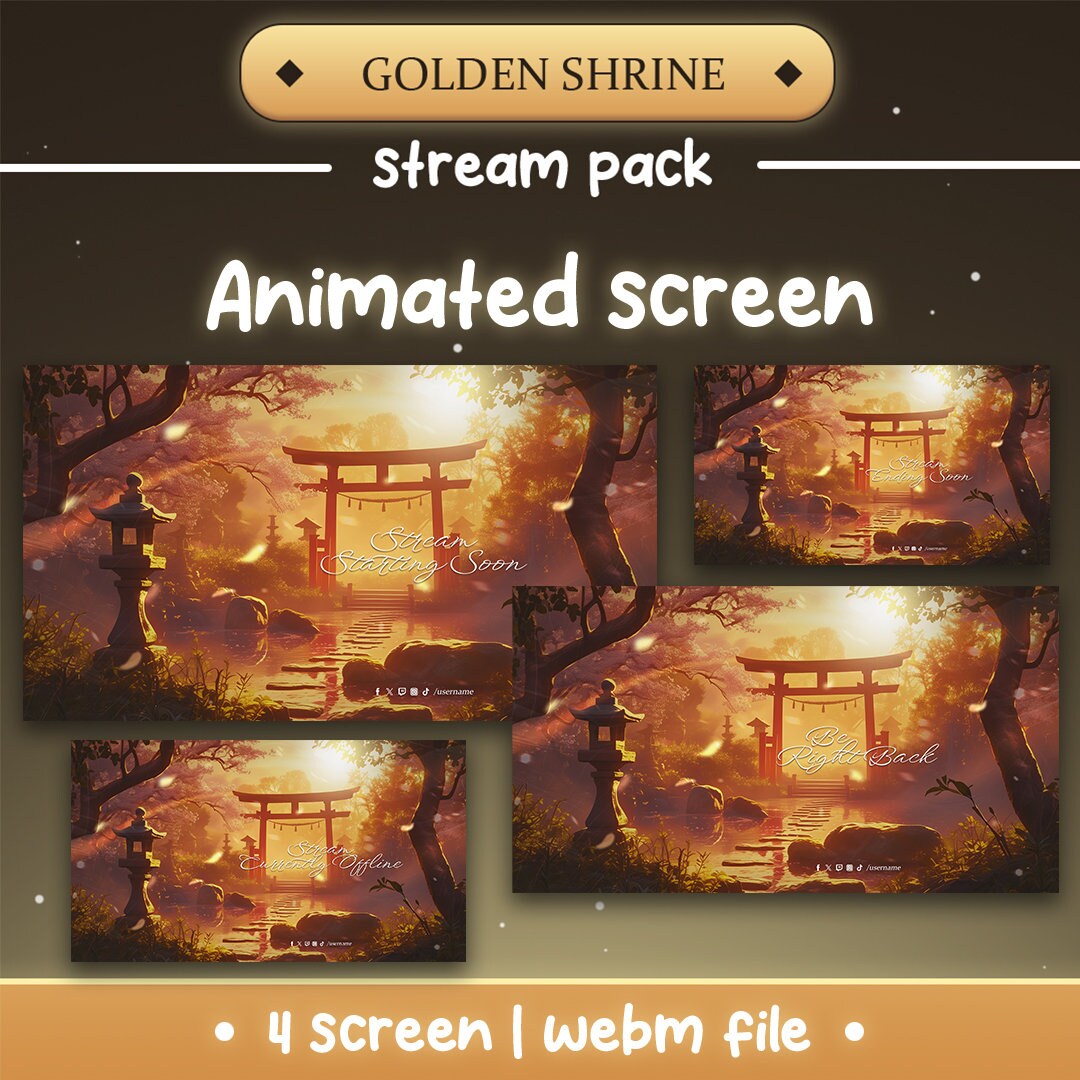 Animated Stream Overlay Pack Golden Shrine for Radiant Streaming Designs Youtube Overlay ...