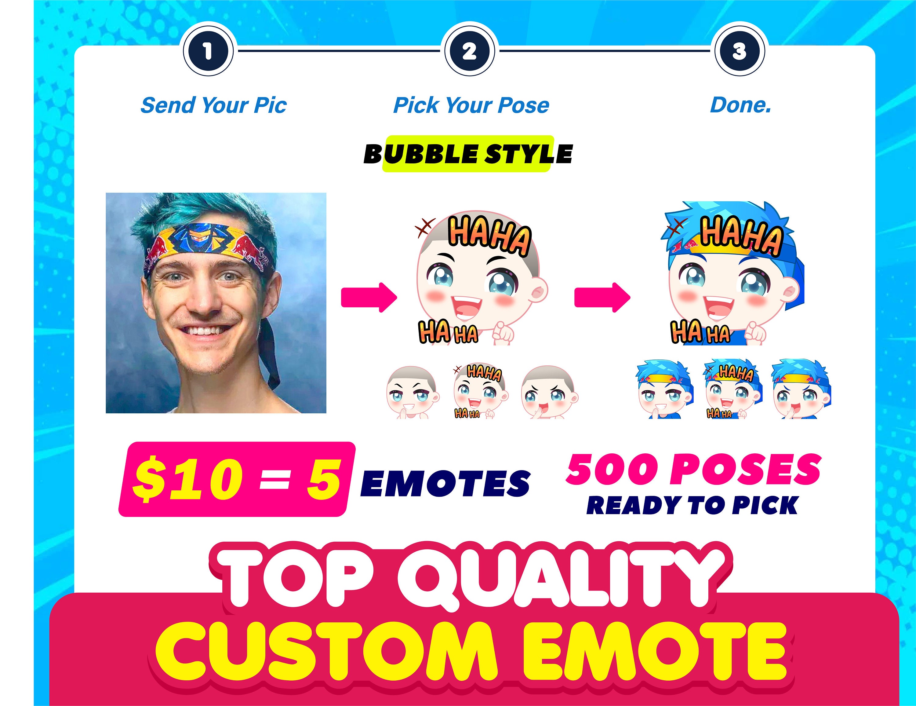 Elegant Chibi Twitch Emotes Personalized & Fun Emotes Upgrade Your ...