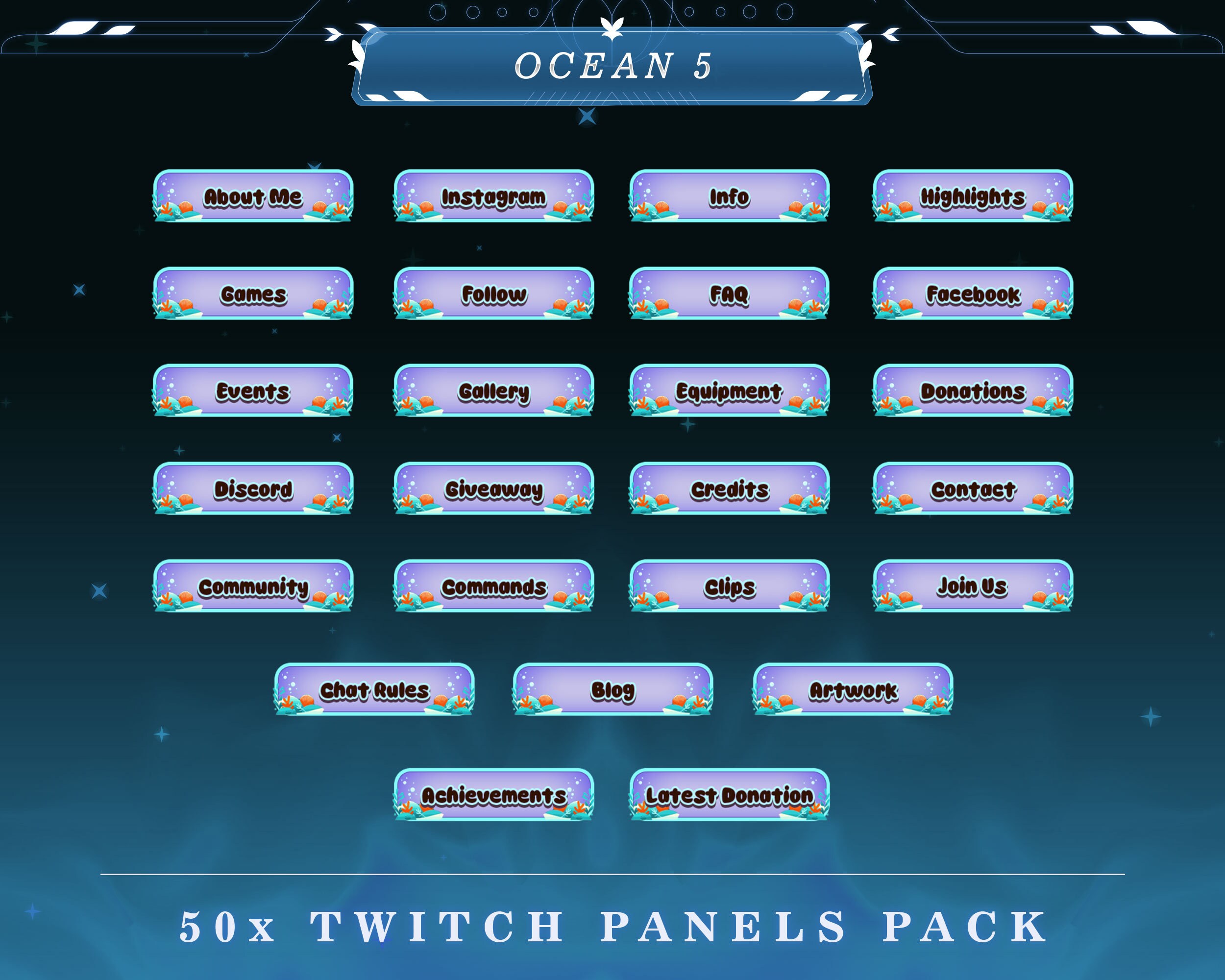 Ocean Theme Twitch Panels: 50+ Stream Overlay Graphics - Etsy