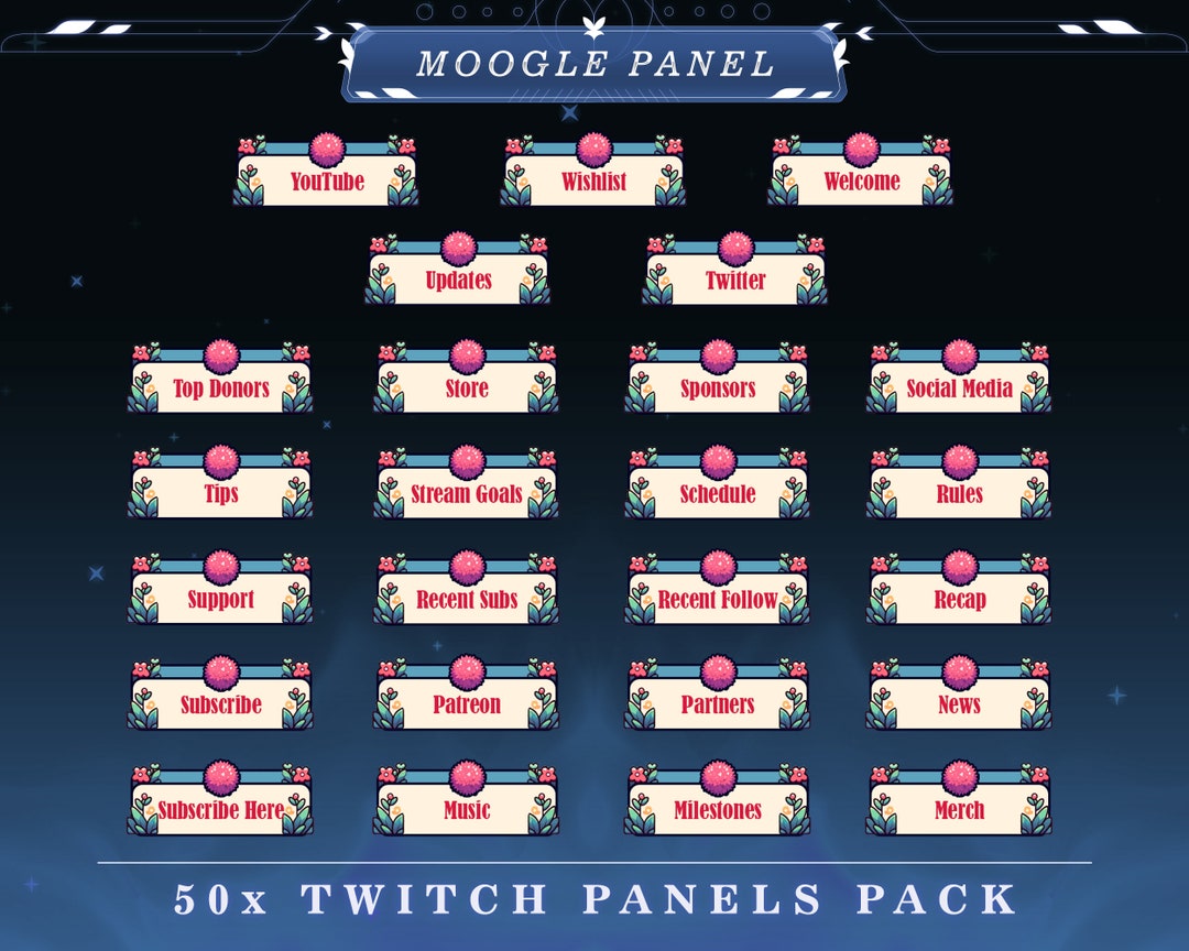 Moogle Twitch Panels | Stream Overlays | Cute Fantasy Theme Graphics ...